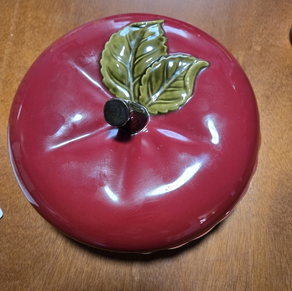 homes | Kitchen | Vintage Red Apple Dish Withl Ceramic Lid With Apple ...